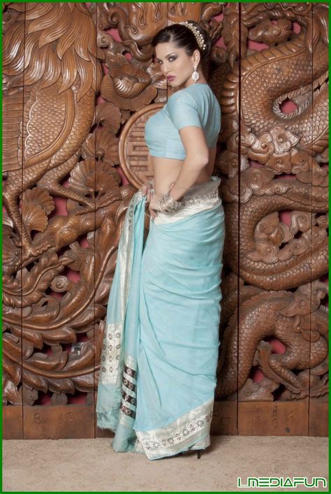Hot Girls Around The World Hot Sunny Leone In Sky Blue Saree