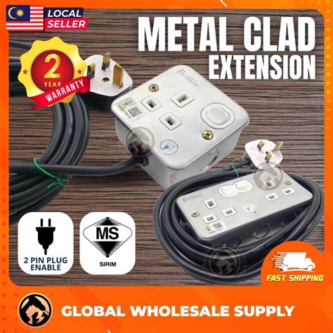 Sirim 13amp Heavy Duty Single Double Metal Clad Trailing Extension Socket Flexible Cable