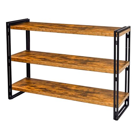 17 Stories 47 Rustic Brown 3 Tier Industrial Bookshelf Metal And