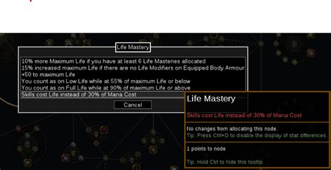 New Life Mastery `skills Cost Life Instead Of 30 Of Mana` Does Not