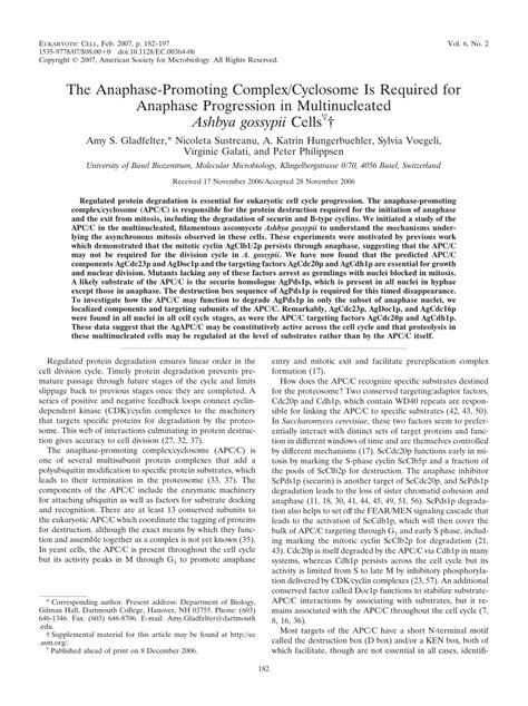 Pdf The Anaphase Promoting Complexcyclosome Is Required For Anaphase
