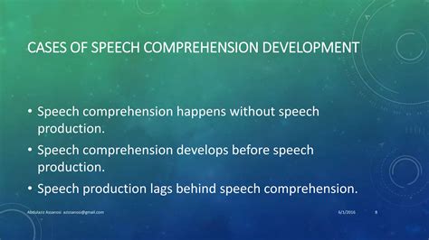 The Development Of Speech Comprehension Pptx