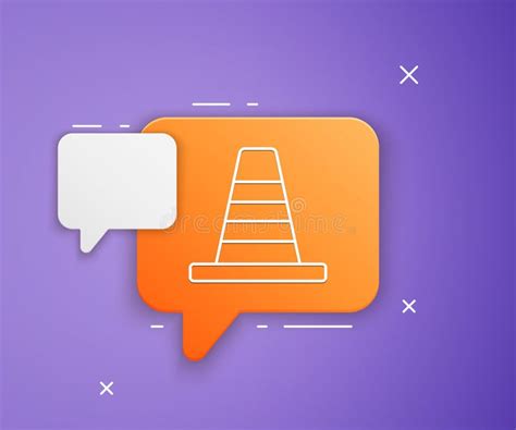 White Traffic Cone Icon Isolated On Purple Background Orange Speech Bubble Symbol Stock