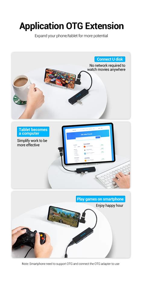 Vention Usb Hub Multiple Usb Splitter 4 Ports Hight Speed Usb 3 0 Hub Otg Printer For Laptop Pc