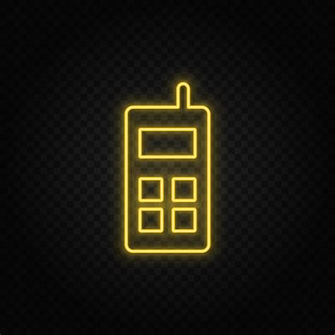 Yellow Neon Icon Mobile Transparent Background Yellow Neon Vector Icon On Dark Background