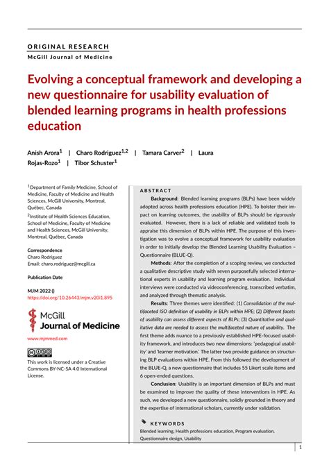 Pdf Evolving A Conceptual Framework And Developing A New Questionnaire For Usability
