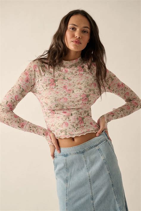 Sheer Floral Mesh Long Sleeve Top The Spruced Goose Boutique And Ts