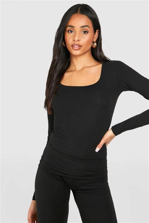 Tops Tall Premium Super Soft Square Neck Bodysuit Boohoo