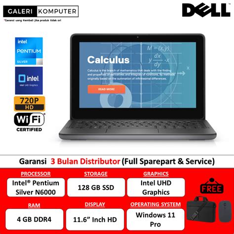 Jual Laptop Dell Latitude 11 3120 Intel Pentium N6000 4gb 128gb 11 6