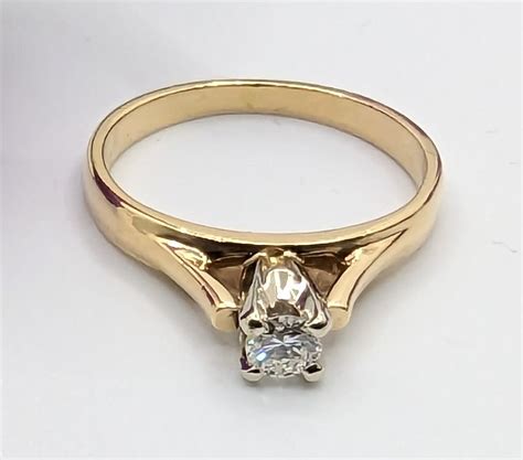 14k Gold Ladies Ring With Real Diamond Etsy