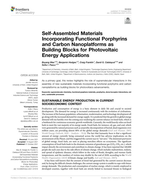 Self Assembled Materials Incorporating Functional Porphyrins And Carbon