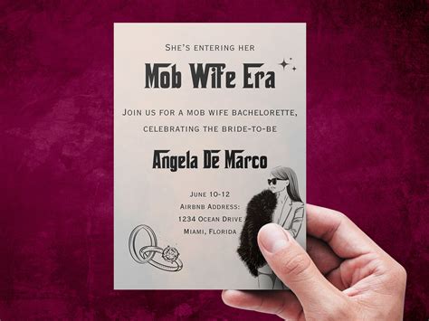 Mob Wife Bachelorette Party Invitation Template Vintage Bachelorette