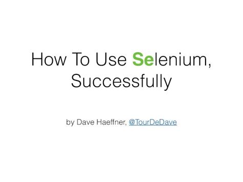 PDF How To Use Selenium Successfully Java Edition DOKUMEN TIPS