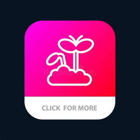 Growth Increase Maturity Plant Mobile App Button Android And Ios Line Version Stock Vector