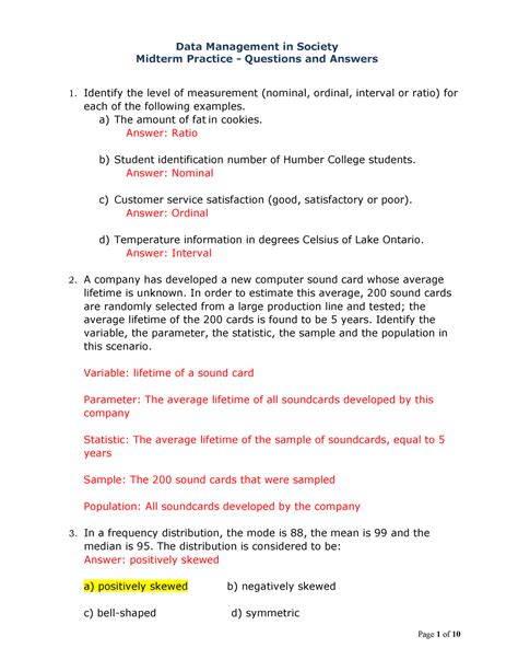 Midterm Practice Questions And Answers Pdf Data Management In Society Midterm Practice