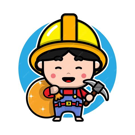 Premium Vector Cute Miner Cartoon Character Design