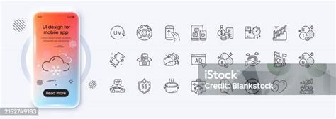 자외선 차단 요오드 미네랄 및 음악 앱 라인 웹 앱용 아이콘 픽토그램 아이콘입니다 전화 Mockup 그라데이션 화면 벡터 3차원 형태에 대한 스톡 벡터 아트 및 기타 이미지