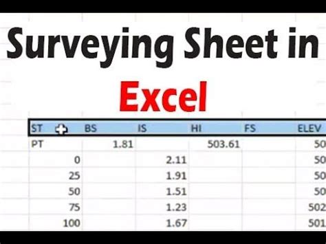 How To Create Surveying Sheet For Leveling And Different Elevation In