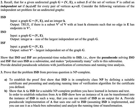 Solved Recall That For A Given Undirected Graph G Chegg