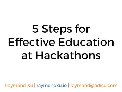 Pdf 5 Steps For Effective Education At Hackathons · 5 Steps For