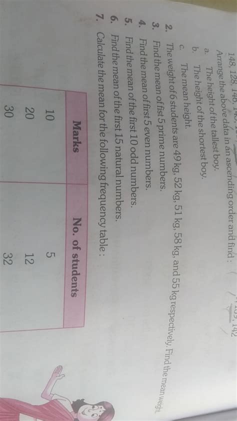 arrange the above data in an ascending order and find a the height of