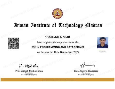 Vyshakh G Nair On Linkedin A Journey Of Dual Degrees Btech Bsc In Programming And Data