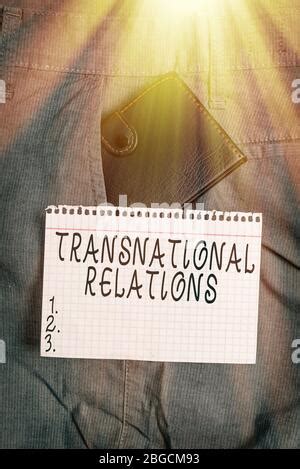 Main conceptuel écrit indiquant les relations transnationales