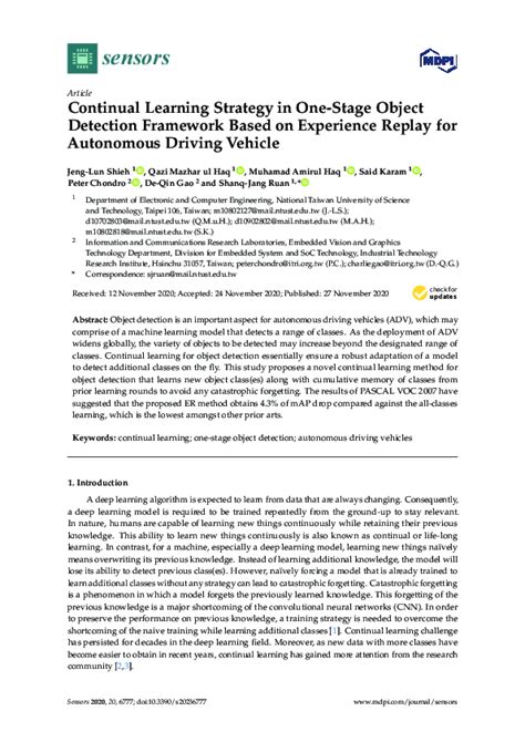 Pdf Continual Learning Strategy In One Stage Object Detection