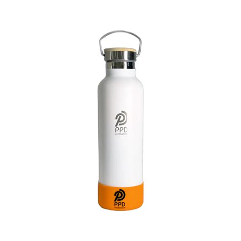 Ppd Hydrtion 750ml White Originl Water Bottle W Orange Bumper