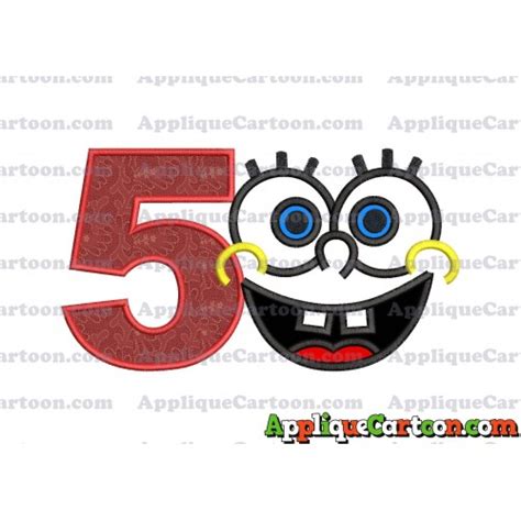 Spongebob Face Applique Embroidery Design Birthday Number 10