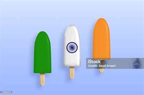 Creative Concept Of Indian Tricolor Flag Created On Icecream Kulfi