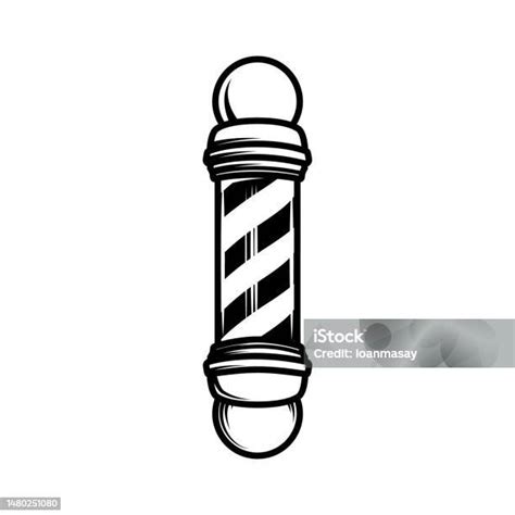 Tiang Tukang Cukur Elemen Desain Untuk Label Tanda Lambang Ilustrasi
