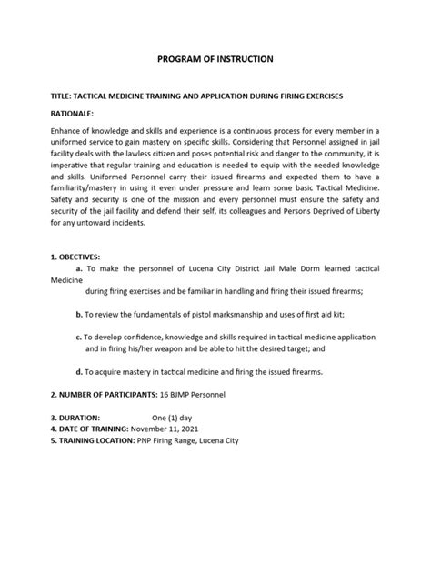 Program Of Instruction Pdf Projectile Weapons Firearms