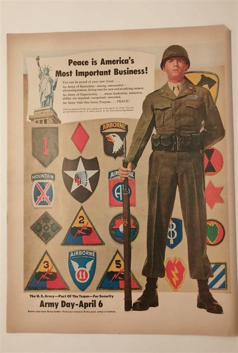 Us Army Recruiting Ad Life Magazine 1949 Peace Is Americas Most