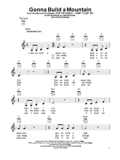 Gonna Build A Mountain By Leslie Bricusse Ukulele Guitar Instructor