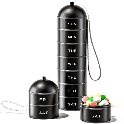 7 Day Metal Pill Organizer Weekly Travel Pill Box 1 Times A Day