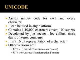 Character Encoding Standard PPTX