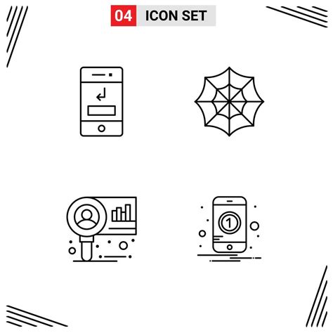 Set Of 4 Modern Ui Icons Symbols Signs For Arrows Diagram Phone Spider