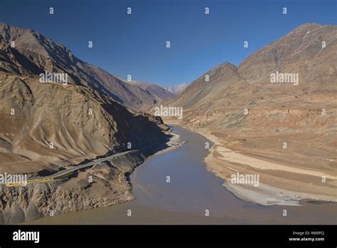 Confluence Of The Zanskar And Indus Rivers Ladakh India Stock Photo