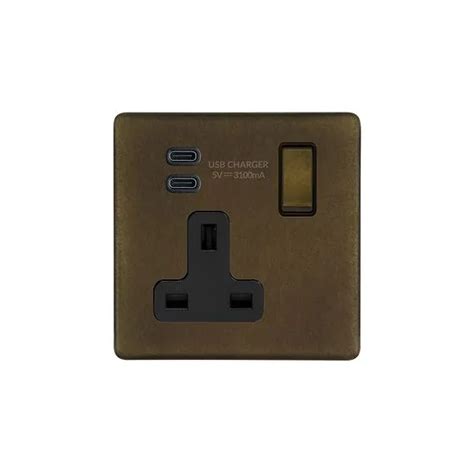 Vintage Brass Gang Usb C C Socket Vintage Brass Single Usb C Socket Elesi