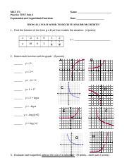Unit 4 Practice Test 1 Docx MAT 171 Practice TEST Unit 4 Exponential And Logarithmic