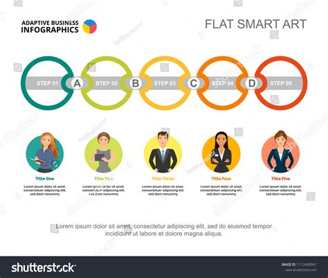 Five Connected Circles Process Chart Template เวกเตอรสตอก ปลอดคา
