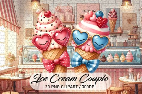 Ice Cream Couple Graphic By Sandycreativeart · Creative Fabrica