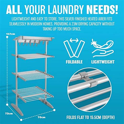 4 Tier Digital Extendable Electric Heated Clothes Airer With Cover