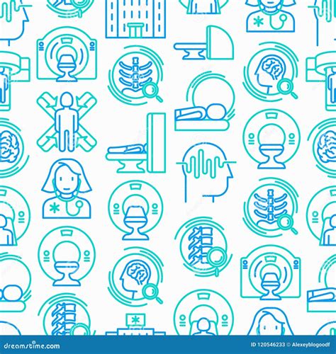 Mri Diagnostics Seamless Pattern Stock Vector Illustration Of Line