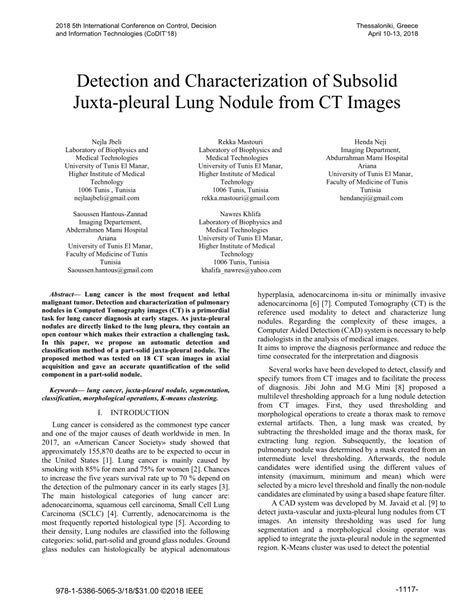 Pdf Detection And Characterization Of Subsolid Juxta Pleural Lung