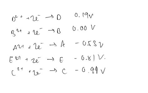 Solvedthe Table Below Lists The Cell Potentials For The 10 Possible