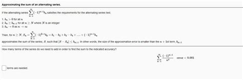 Solved Approximating The Sum Of An Alternating Series If