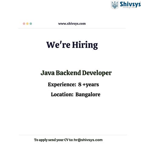 Shivsys Incorporation On Linkedin Javabackenddeveloper Springboot