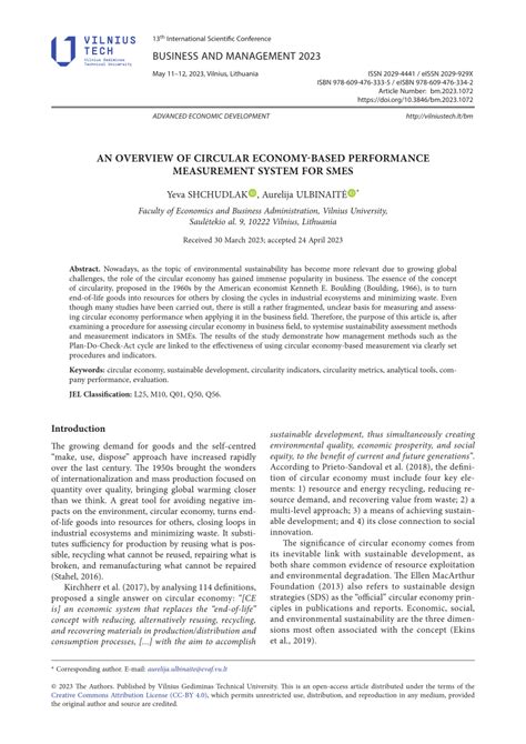 Pdf An Overview Of Circular Economy Based Performance Measurement System For Smes